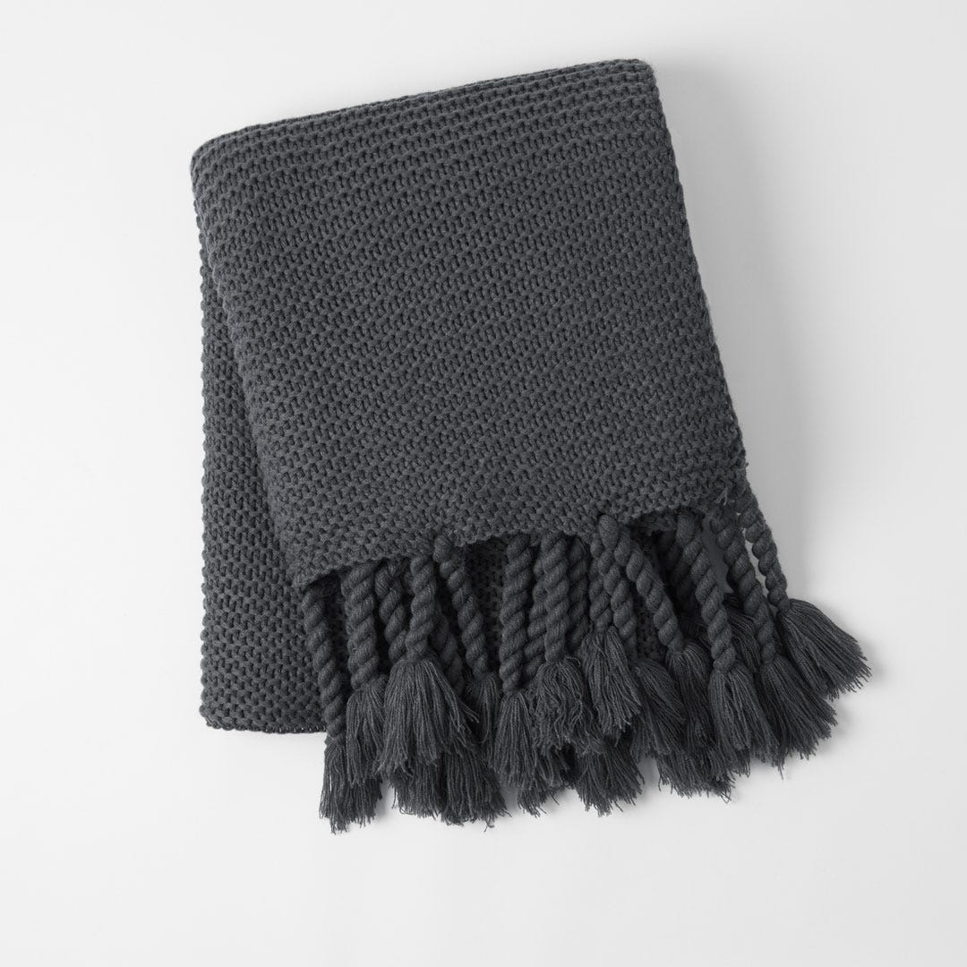 Buy Chunky Throw - Charcoal Online | Bed Bath N' Table