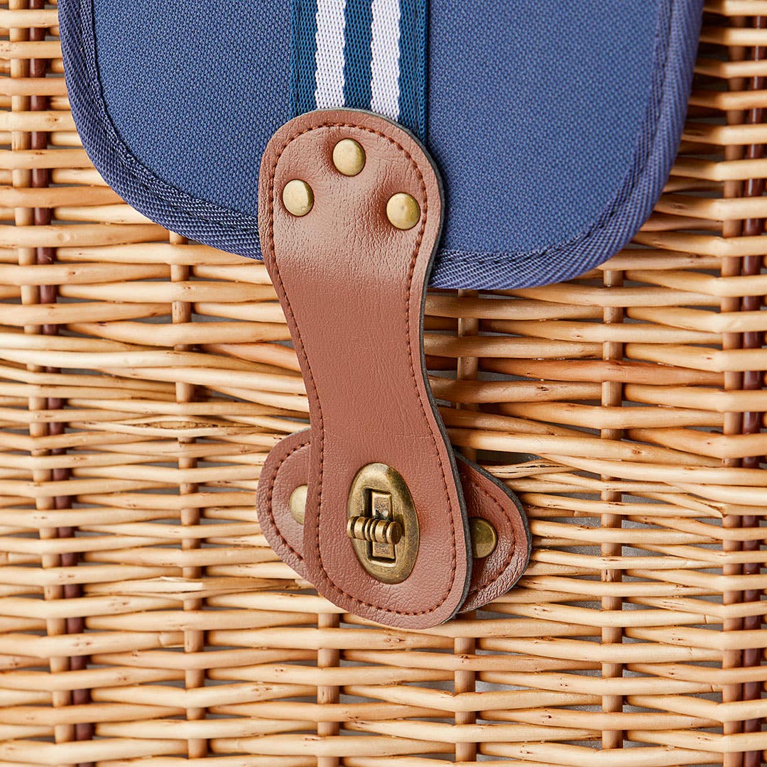 Shop Atticus Wicker Picnic Cooler with Picnic Rug - Blue/White Online ...