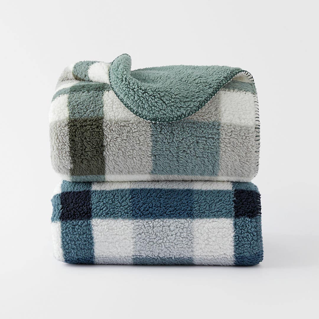 Shop Check Super Soft Throw - Green Online | Bed Bath N' Table