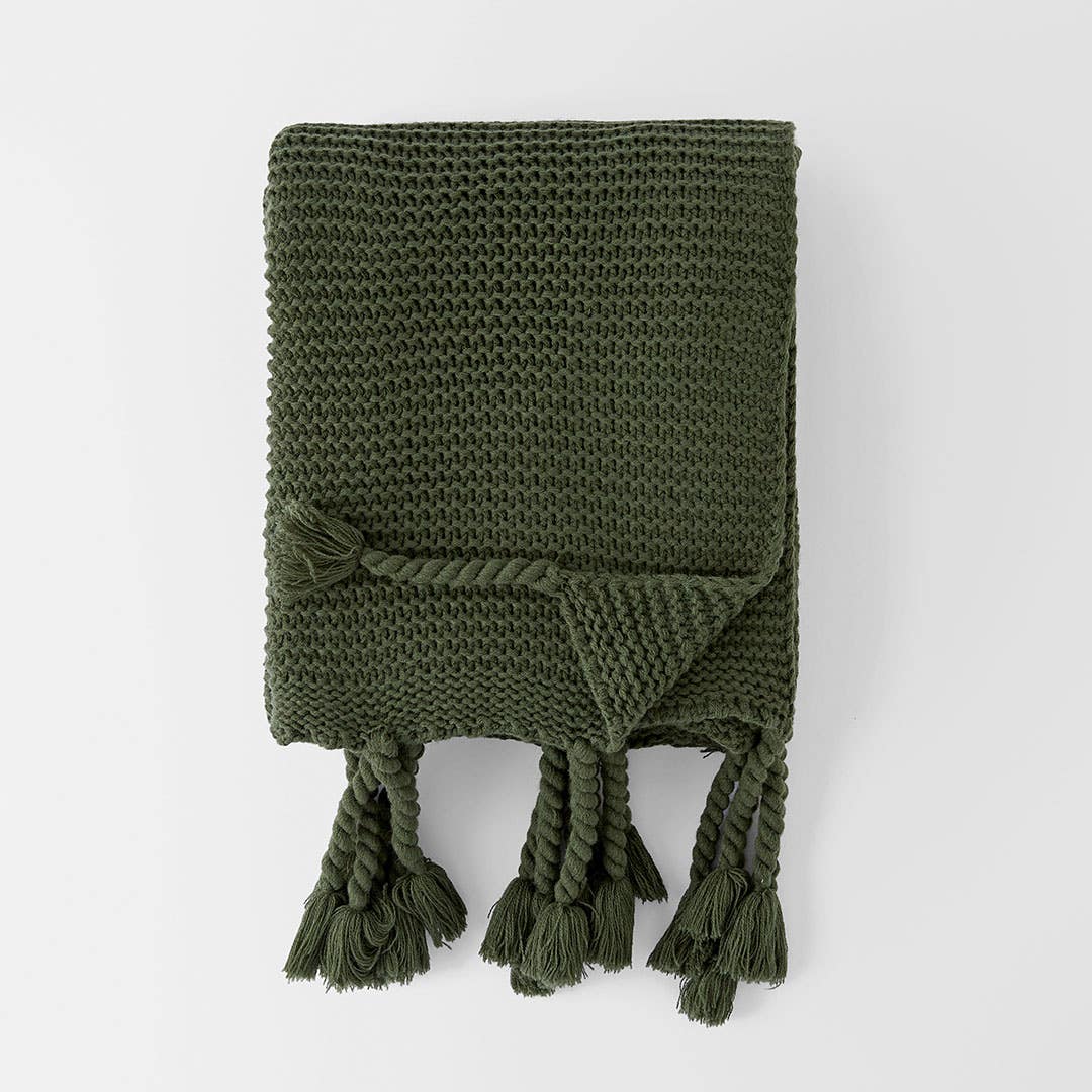 Shop Chunky Tassel Throw - Pine Online | Bed Bath N' Table