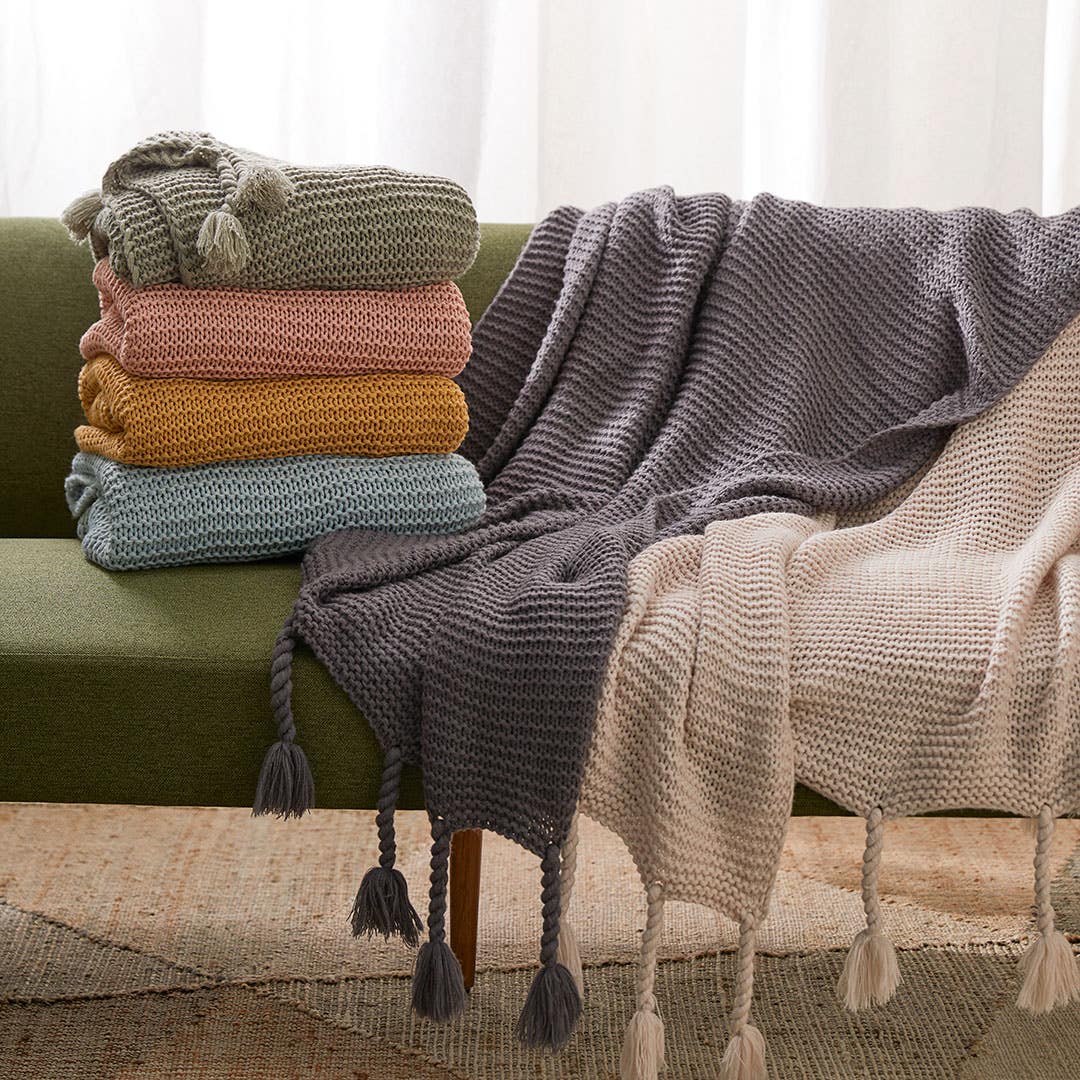 Shop Chunky Tassel Throw - Pine Online | Bed Bath N' Table