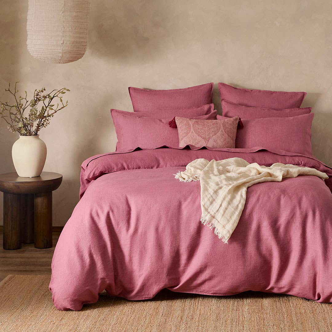 Shop Milano Linen Quilt Cover - Rosewood Online | Bed Bath N' Table