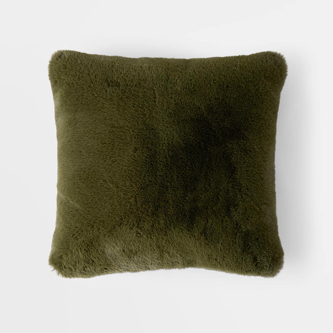 Shop Luxury Faux Fur Cushion - Moss Online | Bed Bath N'Table